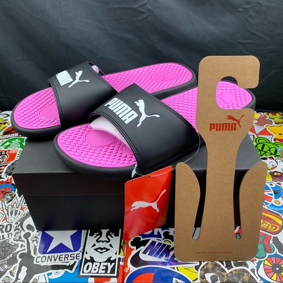Puma | Shoes | Puma Cool Cat Pink And White Womens Slides | Poshmark
